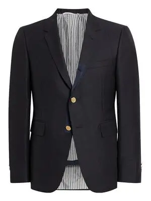 Thom Browne Grain De Poudre Wool And Mohairblend Blazer - Midnight Blue