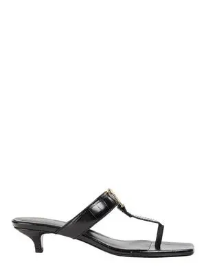 TOTEME Buckled Croceffect Leather Mules - Black