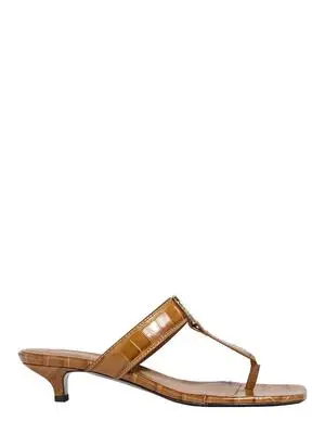 TOTEME Buckled Croceffect Leather Mules - Camel