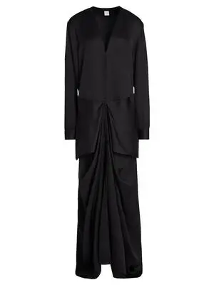 TOTEME Gathered Satin Maxi Dress - Black