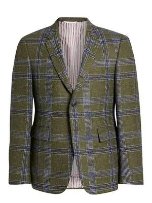 Thom Browne Checked Wooltweed Blazer - Army Green