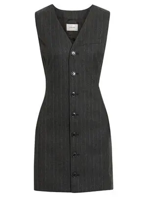 FRAME Metallic Pinstriped Woven Mini Dress - Charcoal