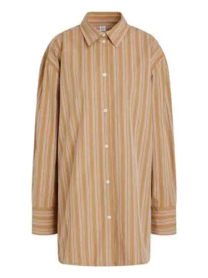 TOTEME Striped Cotton Shirt - Light Brown