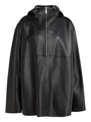 TOTEME Leather Hooded Jacket Black