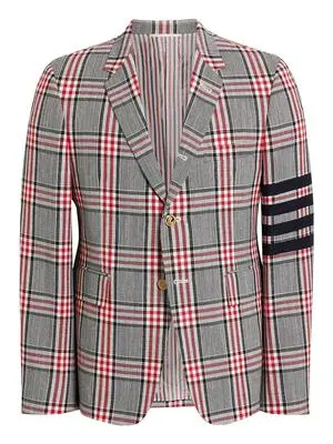 Thom Browne Prince Of Wales Checked Wooltweed Blazer - Red