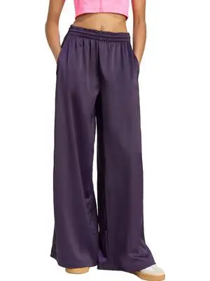 Adidas Adicolor Satin Wide Leg Track Pants - Aurora Plum / Black