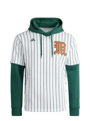 Adidas Miami Hurricanes Baseball Jersey Hoodie - White / Dark Green