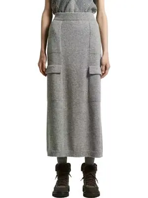 Peserico Knit Midi Skirt With Pockets - Grey