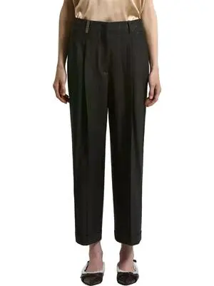 Peserico Stripe-detail Pleated Trousers - Black
