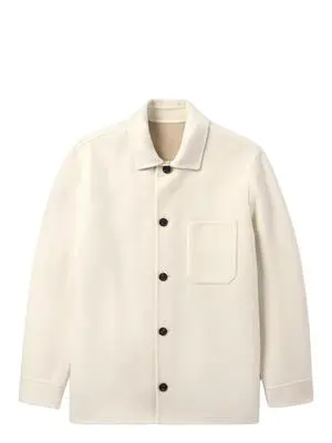 Eleventy Slim-fit Wool, Cashmere And Silk-blend Overshirt - Neutrals
