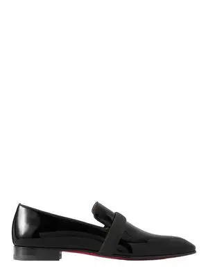 CHRISTIAN LOUBOUTIN Dandydeco Grosgrain-trimmed Patent-leather Loafers - Black