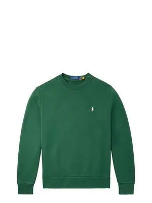 Ralph Lauren Logo-embroidered Cotton-jersey Sweatshirt - Green