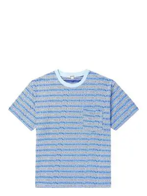 BODE Lyric Striped Cotton-jacquard T-shirt - Blue