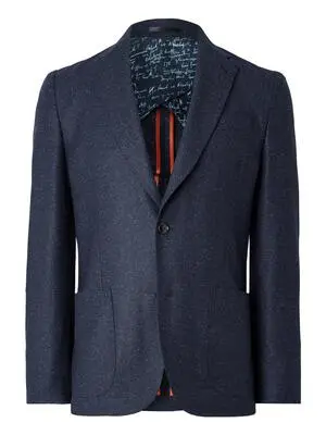 Paul Smith Textured Wool And Silk-blend Suit Jacket - Blue