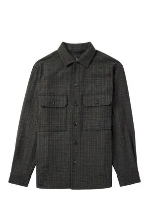 Loro Piana Ambrose Checked Cashmere And Mohair-blend Overshirt - Blue
