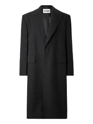 JIL SANDER Oversized Wool Tailored Overcoat - Black