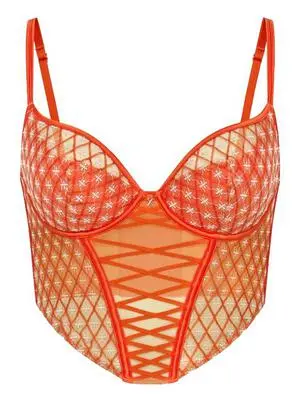 SAVAGE X FENTY Sheer Bustier With Geometric Embroidery - Red Tempo