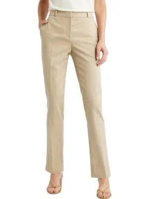 BOSS Tapria Stretch Cotton Ankle Flare Pants - Pumice