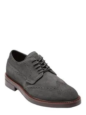 Cole Haan Judson Grand Wingtip Derby - Raven Suede Dark Natural