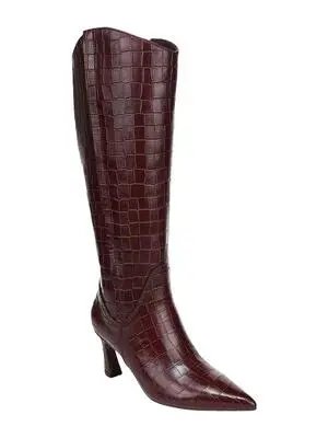 Naturalizer Pointed Toe Knee High Boots Cranberry Red