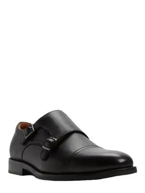 Aldo Argyle Leather Monk Strap Shoes - Black