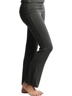 Barefoot Dreams Ultra Lite® Rib Foldover Waist Flare Pants - Dark Moss