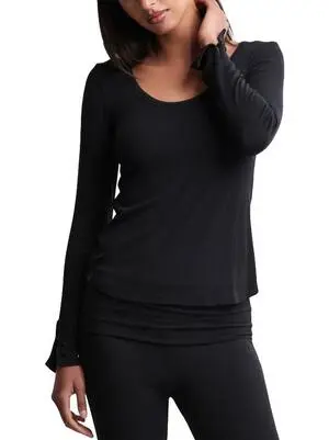 Barefoot Dreams Ultra Lite® Rib Long Sleeve T-shirt - Black