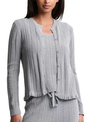 Barefoot Dreams Cozychic Lite® Cable Knit Cardigan - Moonbeam
