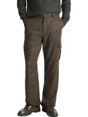Vince Louie Wool Blend Flannel Cargo Pants - Dark Leaf