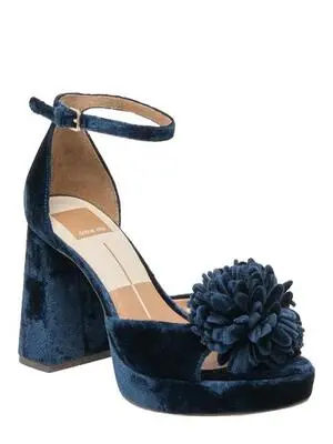 Dolce Vita Platform Ankle Strap Sandal - Dark Navy Velvet