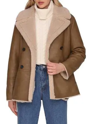 Avec Les Filles Faux Shearling Double-breasted Coat - Artichoke