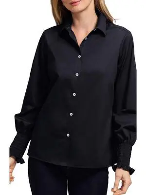 Foxcroft Matte Sateen Button-up Shirt - Black