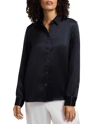 Foxcroft Bianca Satin Shirt - Black