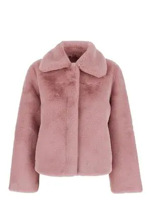 Apparis Faux Fur Coat With Classic Collar - Pink
