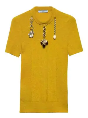 Prada Embellished T-shirt - Yellow