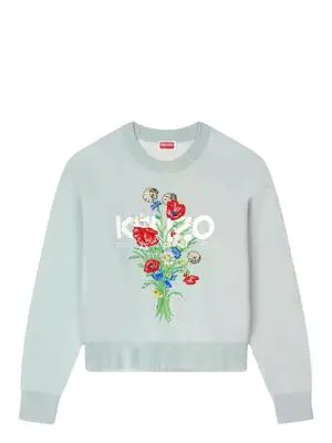 Kenzo Floral-embroidered Crew-neck Sweater - Blue