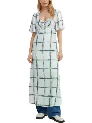 Munthe Grid-print Maxi Dress - White