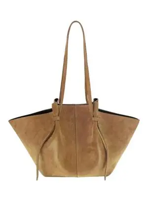 Yuzefi Pleated Suede Shoulder Bag - Brown