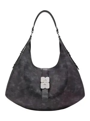 GANNI Small Kat Flower-buckle Shoulder Bag - Black