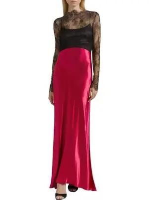 Alberta Ferretti Lace-panel Maxi Dress - Pink