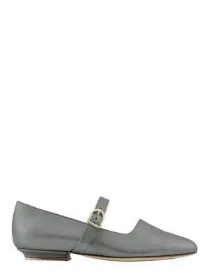 Giorgio Armani Lamé-effect Leather Ballerina Shoes - Grey