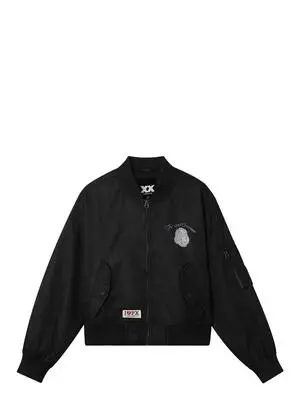 FINGERCROXX Embroidered Bomber Jacket - Black