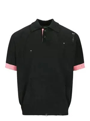 Andersson Bell Damaged Short-sleeve Polo Shirt - Black