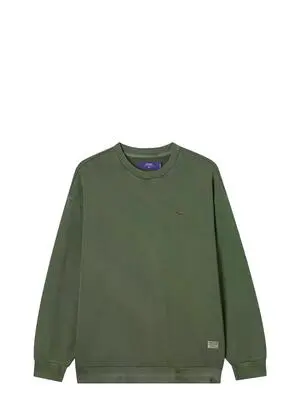 AFTERMATHS Embroidered Crewneck Sweatshirt - Green