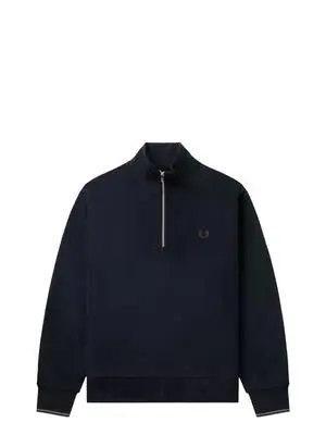 Fred Perry Cotton Half-zip Sweatshirt - Black