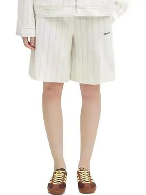 Adidas Pinstriped High-waisted Shorts - White