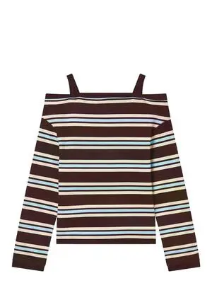 B+AB Striped Off-shoulder Top - Blue