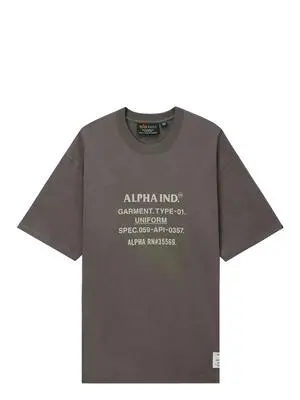 Alpha Industries Graphic-print Crew-neck T-shirt - Grey