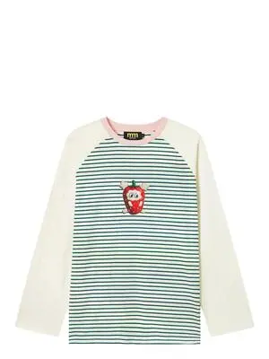 MINI CREAM Strawberry-print Striped Top - Neutrals