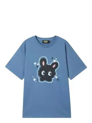 MINI CREAM Bunny-print Cotton T-shirt - Blue